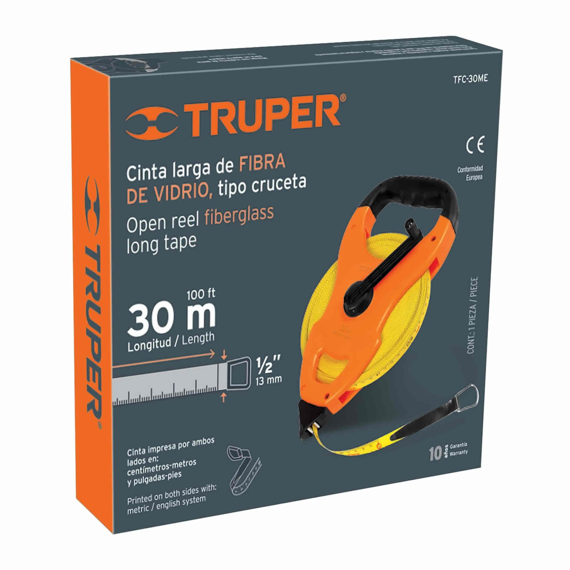 Cinta Métrica O Decámetro De 30 Metros En Fibra De Vidrio Truper (TFC ...